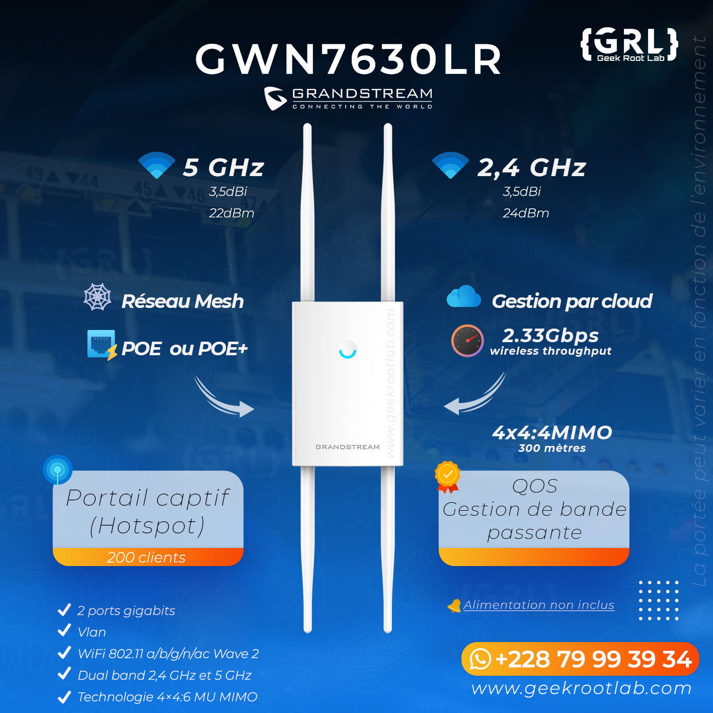 Grandstream GWN7630LR Point d’accès dualband - GeekRootlab
