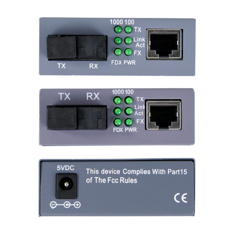 Fiber Optic Ethernet Media Converter gigabit 10/100/1000M Single-mode ...